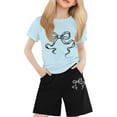 CUZIBR Girls Valentine'S Day Outfit Elegant Bow Print Round Neck Short ...