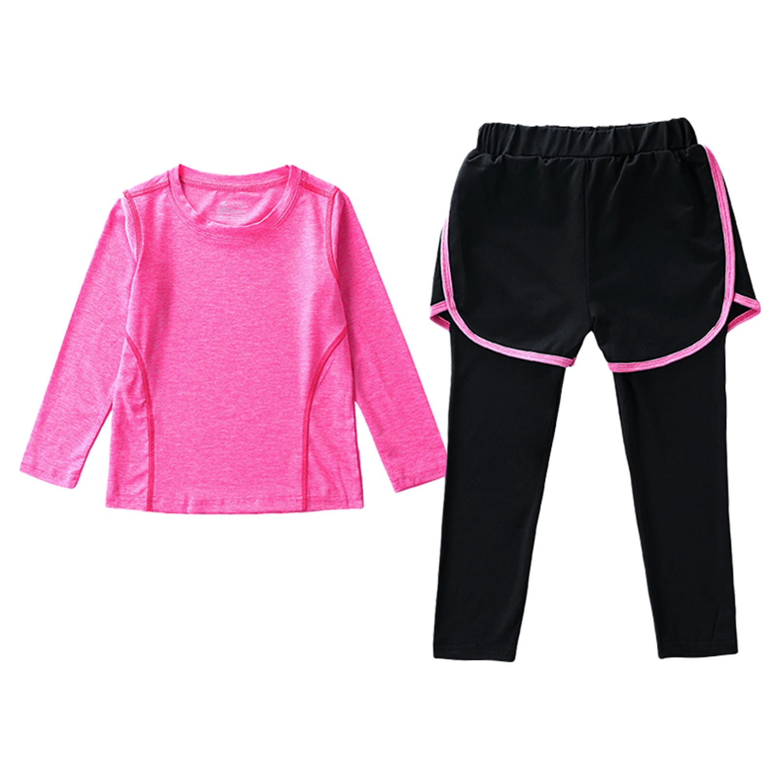CUZIBR Girls Yoga Girls Athletic Leggings Training Sets Kids Gym Tops ...