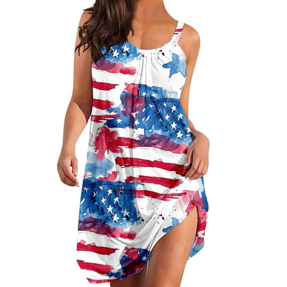 CUZIBR Independence Day Dresses For Women American 4 Of July Printed ...