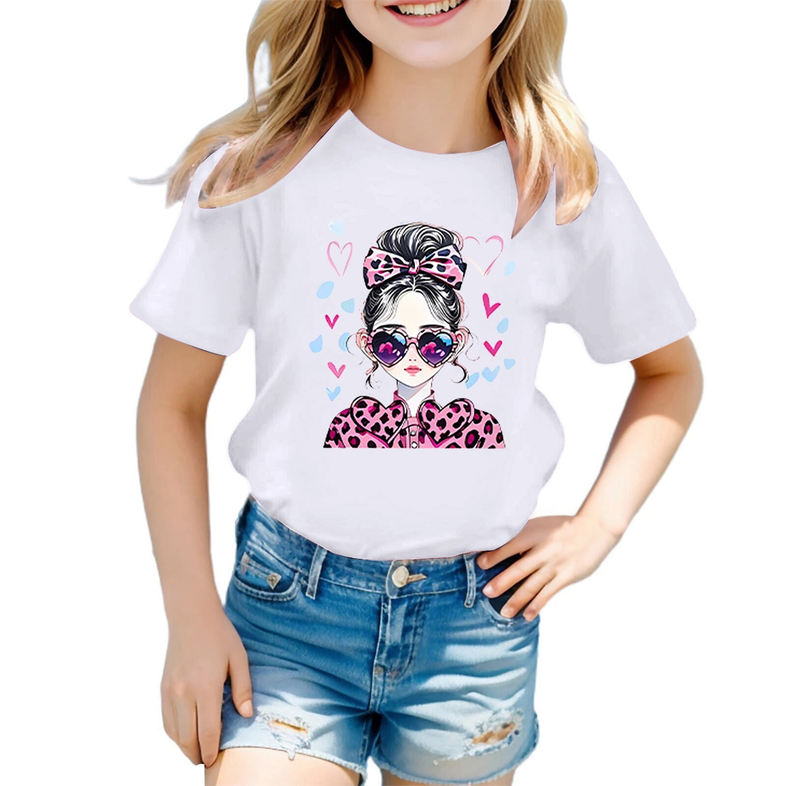 CUZIBR Kid Girls Cute Graphic T-Shirts Tops O-Neck Short Sleeve Tee ...