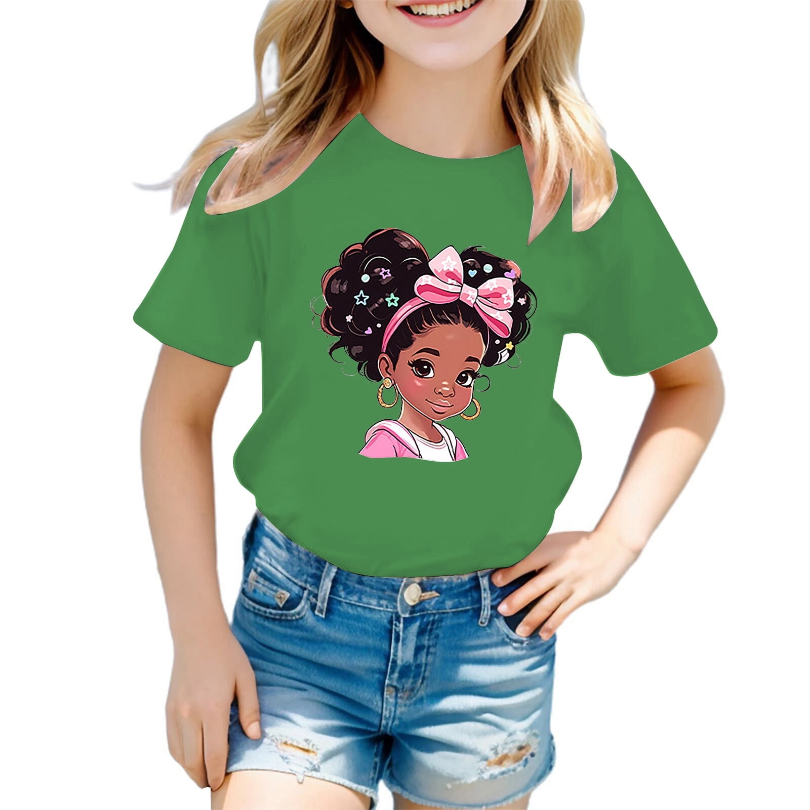 CUZIBR Kid Girls Cute Graphic T-Shirts Tops O-Neck Short Sleeve Tee ...