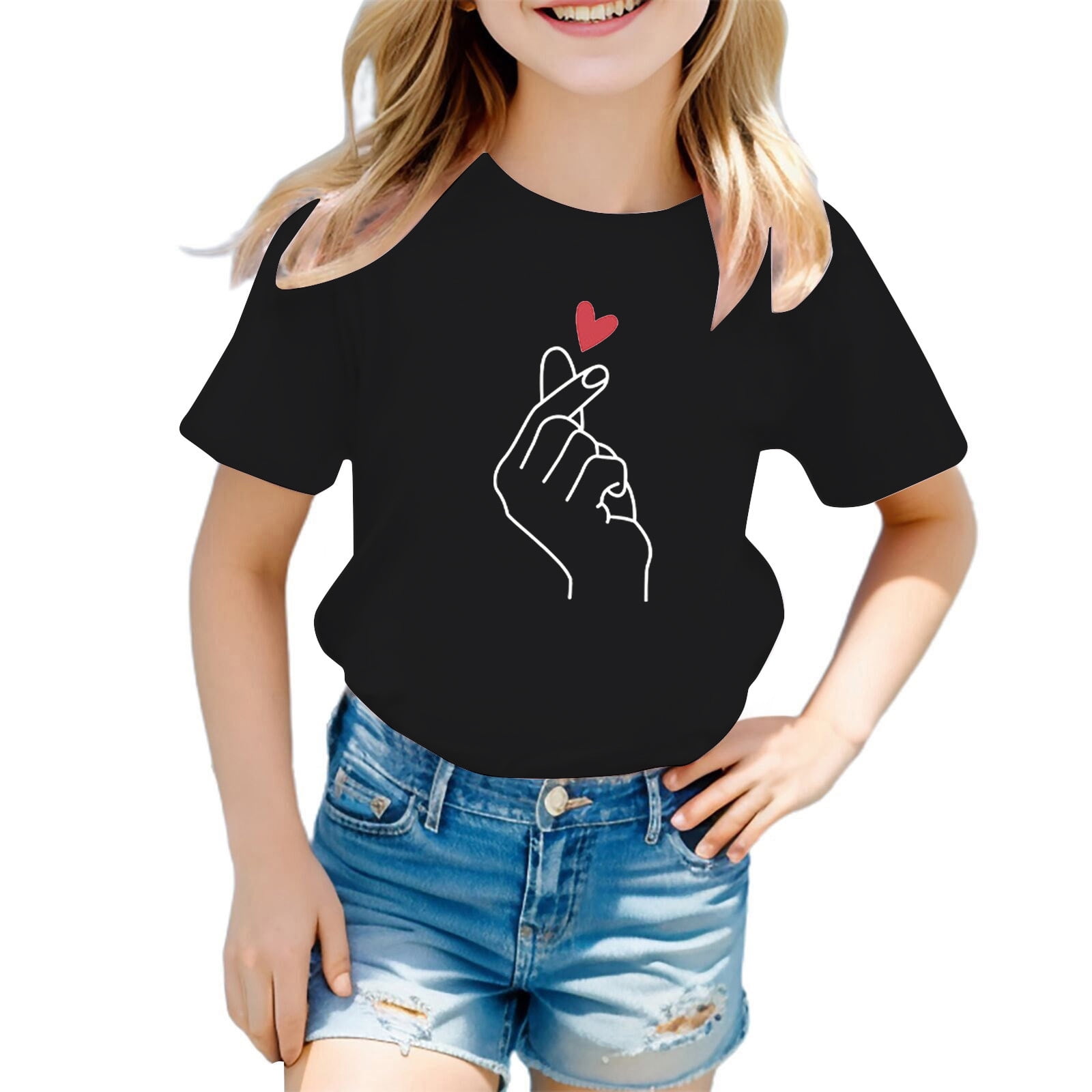 CUZIBR Kid Girls Cute Graphic T-Shirts Tops O-Neck Short Sleeve Tee ...