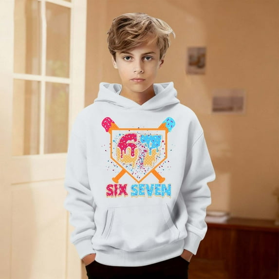 CUZIBR Kids 67 Hoodie Sweatshirt Fun Print Casual Relaxed Stylish Long ...