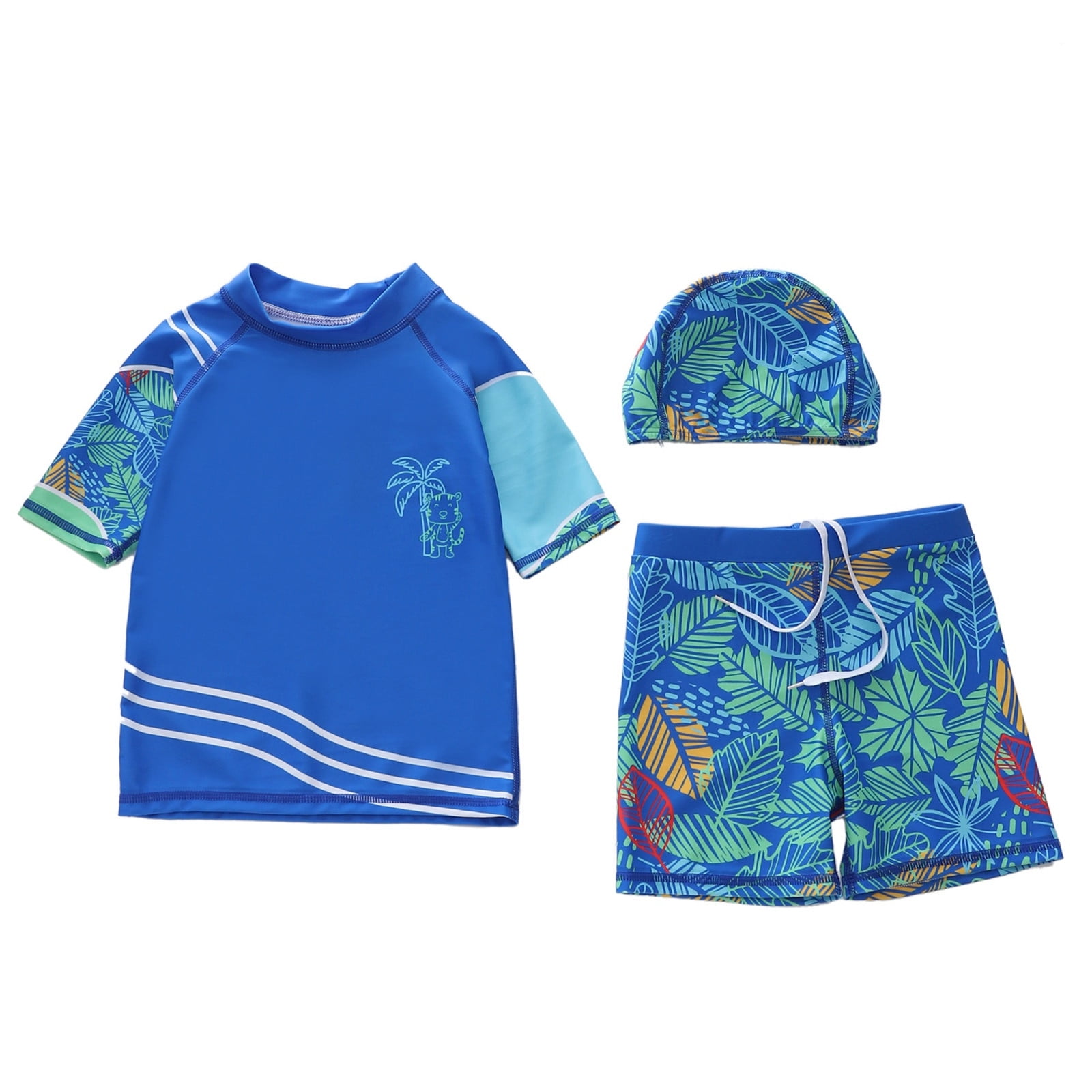CUZIBR Kids Boys 3 Piece Swimwear Outfits Short Sleeve Reound Neck ...