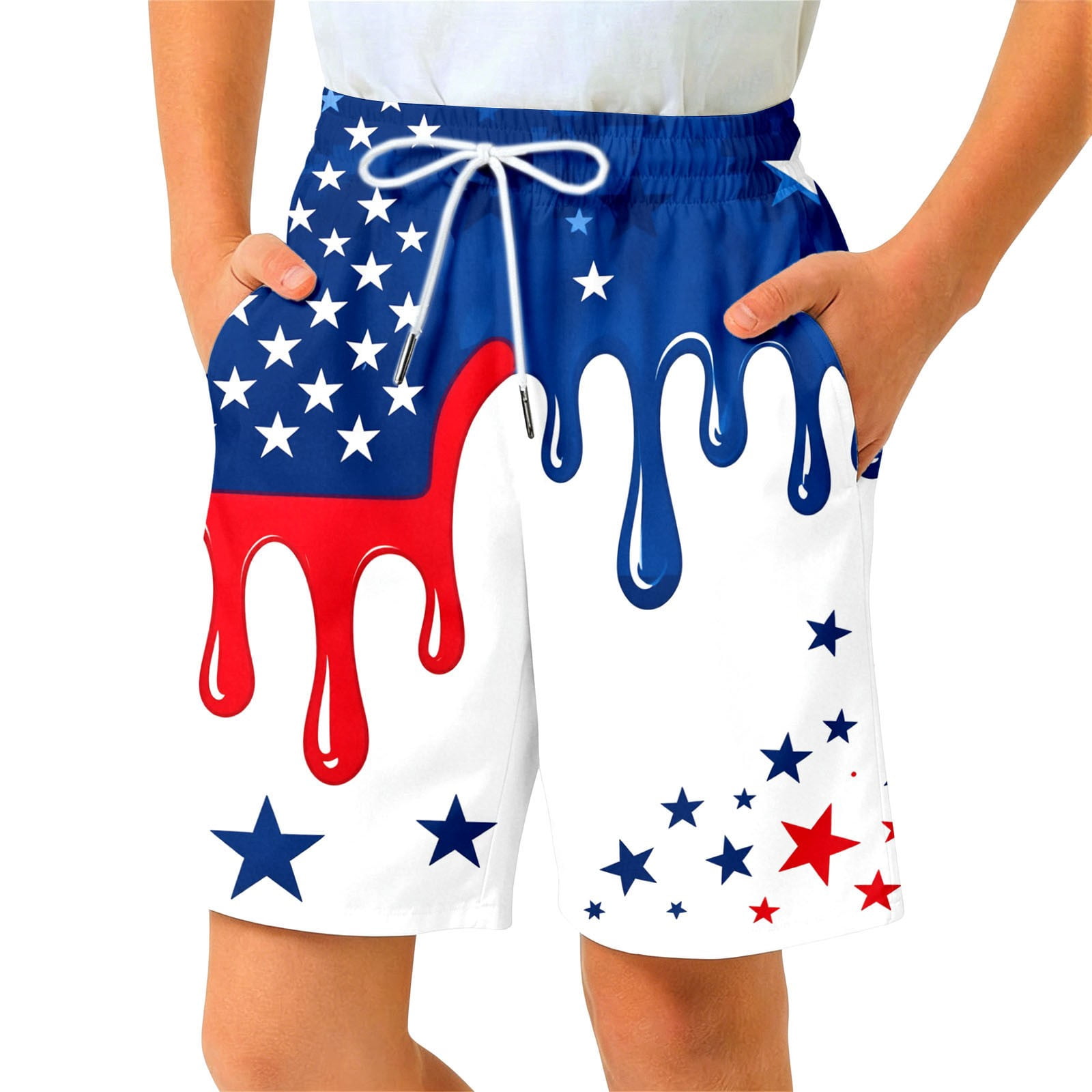 CUZIBR Kids Boys Fourth Of July Shorts Summer Drawstring Wide Leg ...