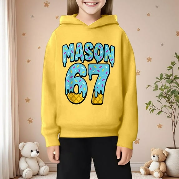 CUZIBR Kids Boys Girls Long Sleeve Hooded Sweatshirt Graphic Solid ...