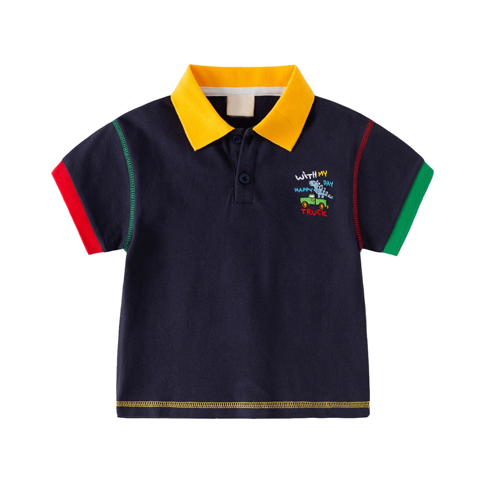 CUZIBR Kids Boys Girls Short Sleeve Polo Shirt Lovely Dinosaur Car ...