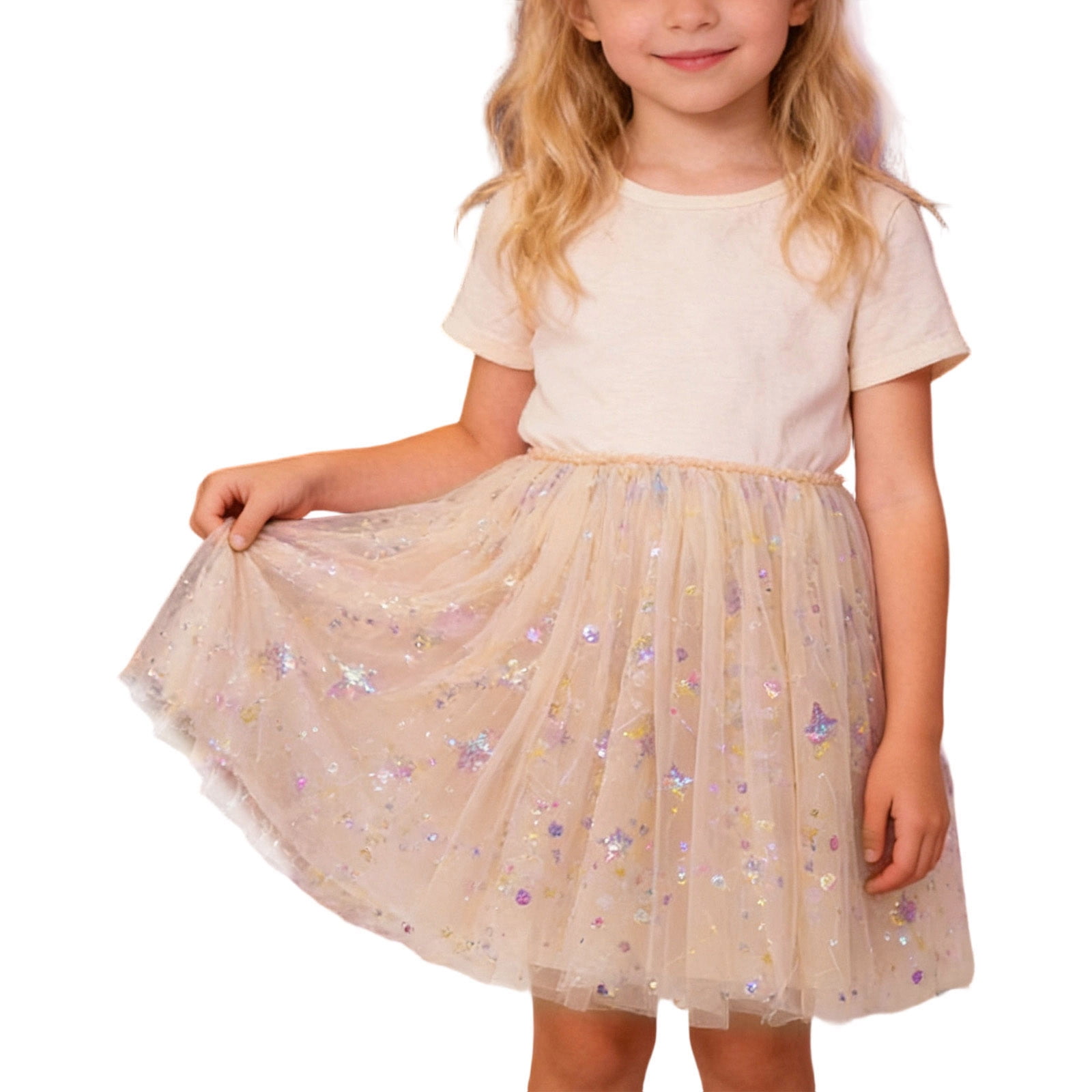 CUZIBR Kids Girls Dance Tutu Skirt Sequins Layered Short High Waist ...