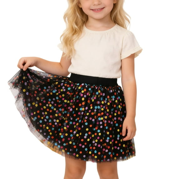 CUZIBR Kids Girls Dance Tutu Skirt Sequins Layered Short High Waist ...