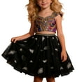 CUZIBR Kids Girls Dance Tutu Skirt Sequins Layered Short High Waist ...
