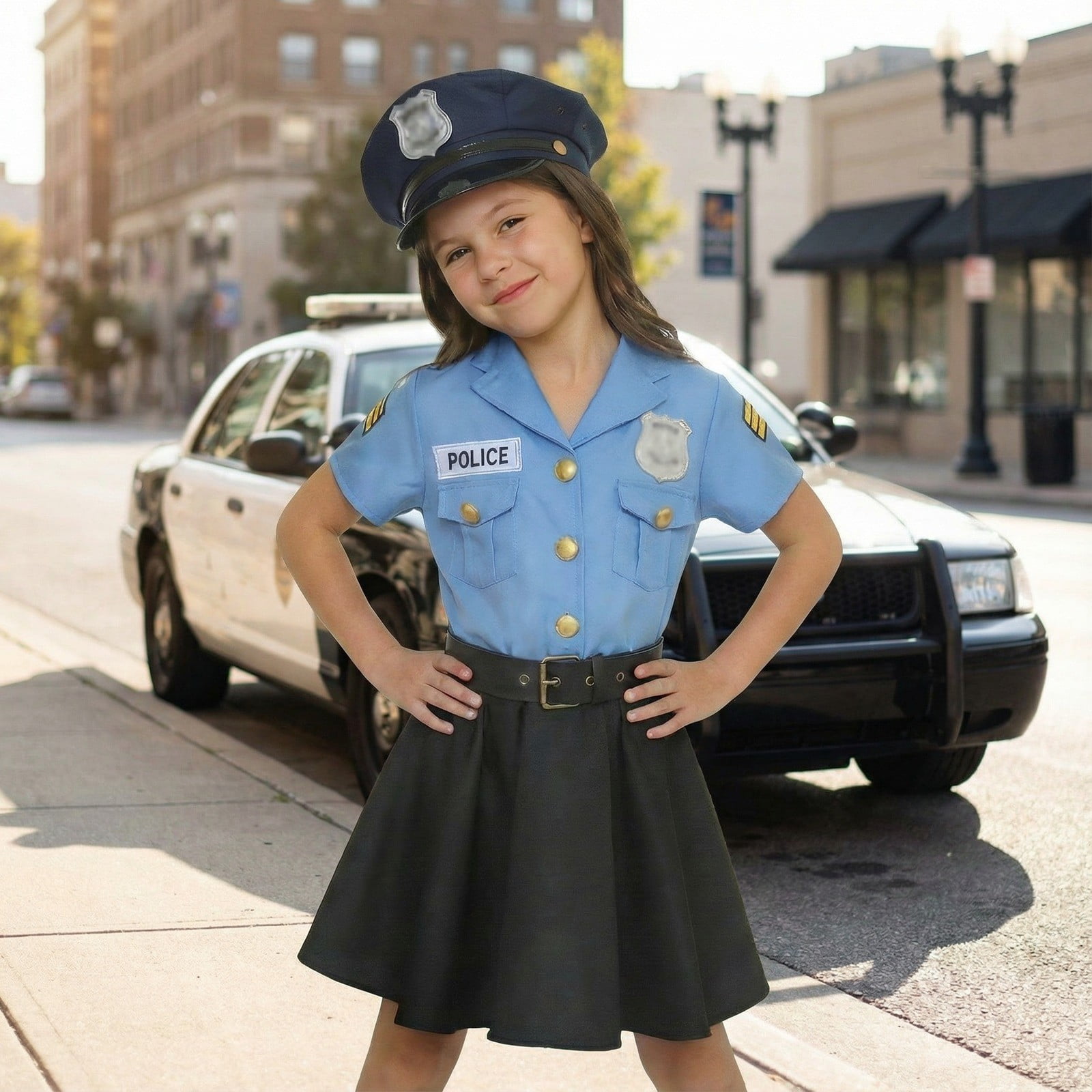 CUZIBR Kids Girls Uniform Dress Set Short Sleeve Polo Neck Button Down ...