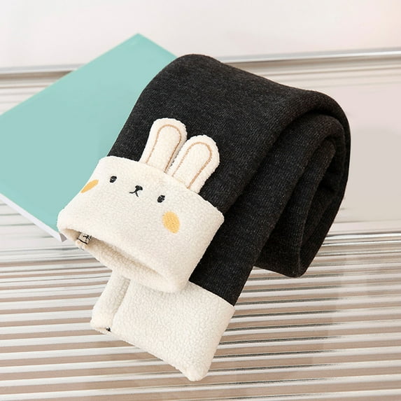 CUZIBR Kids Pants Winter Thick Fuzzy Lined Leggings Pants Cute Bunny ...
