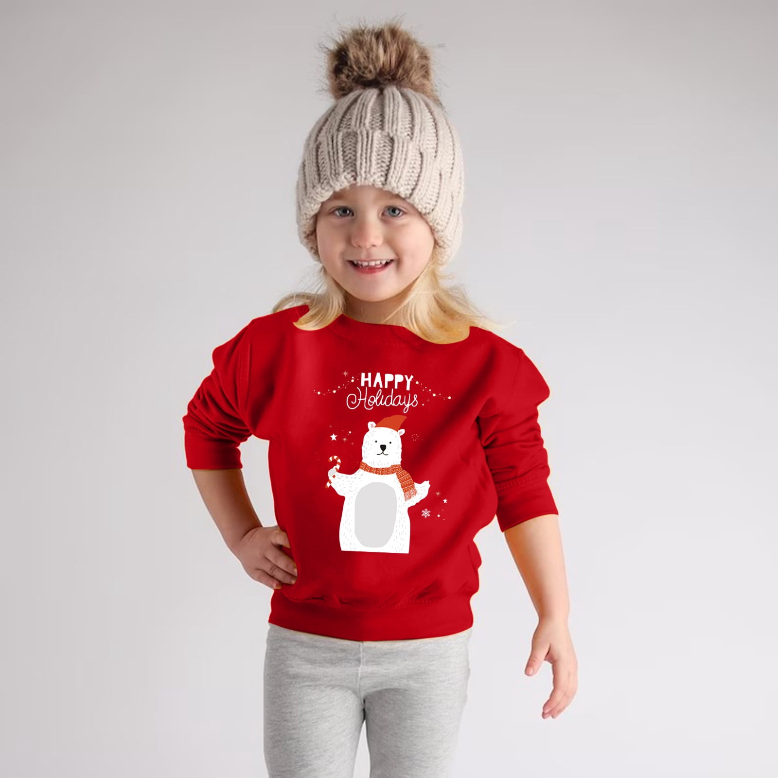 CUZIBR Kids Shirts Xmas Tree Deer Snowflakes Printing Top Shirts Round ...