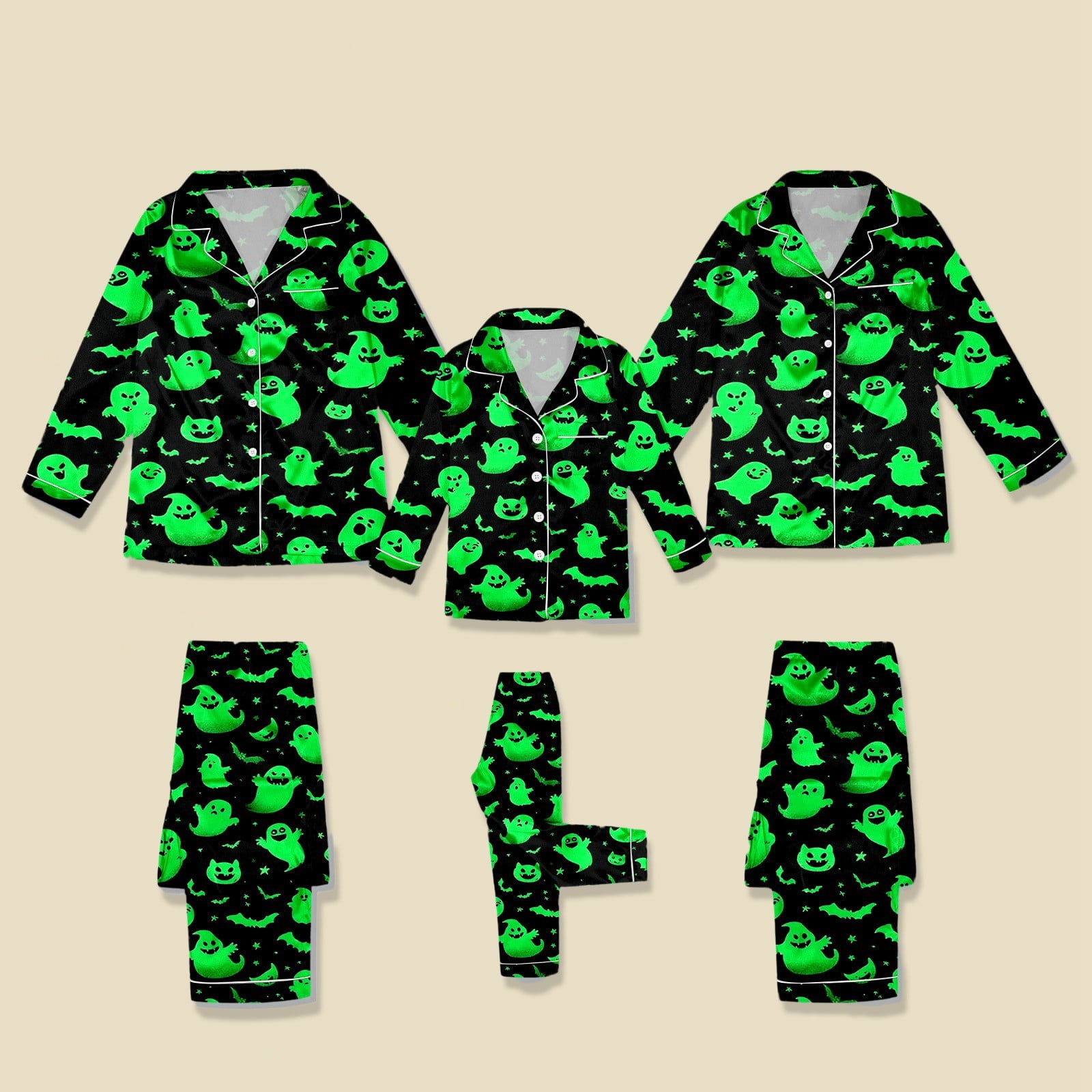 CUZIBR Matching Family Halloween Pajamas Funny Ghost Pumpkin Print ...