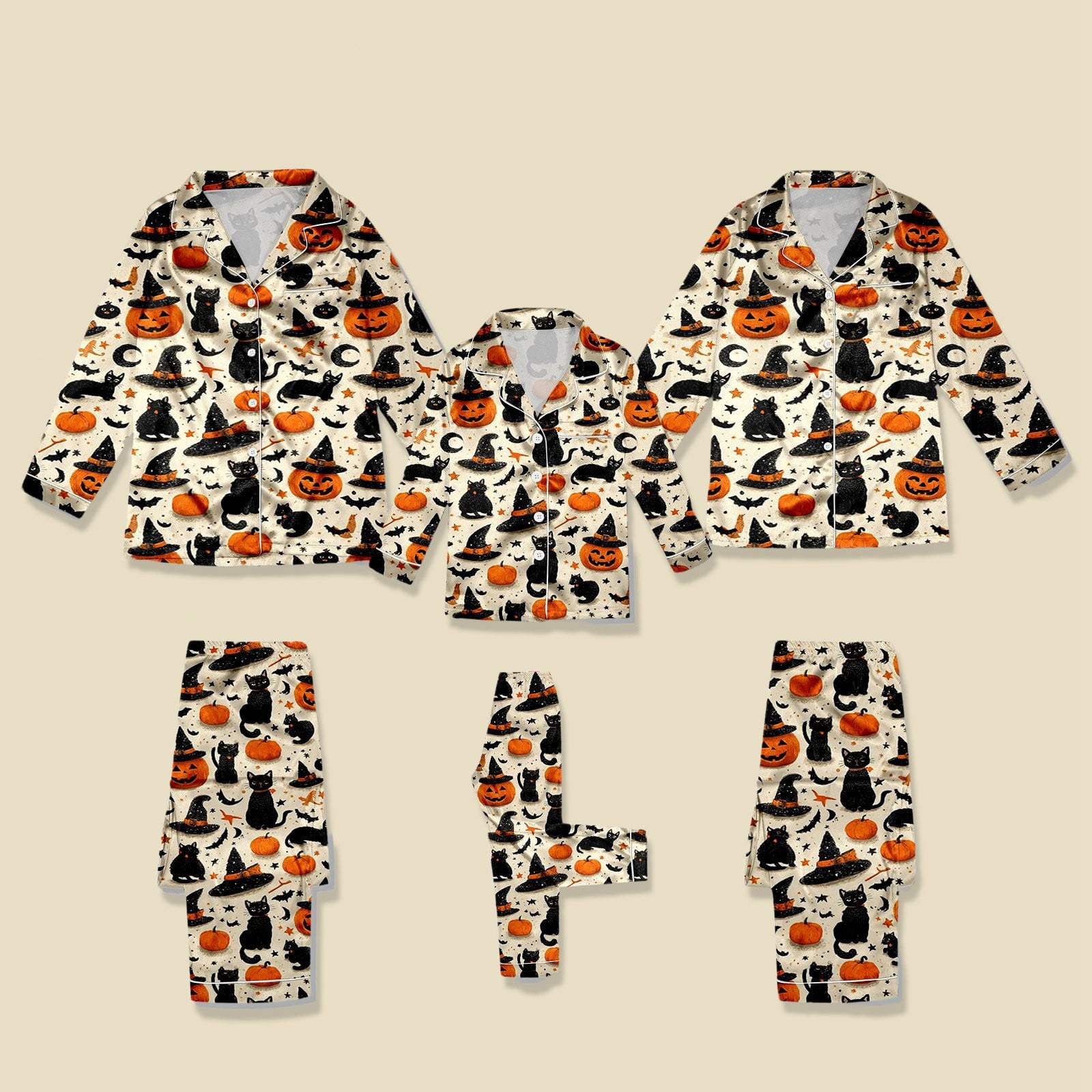 CUZIBR Matching Family Halloween Pajamas Funny Ghost Pumpkin Print ...