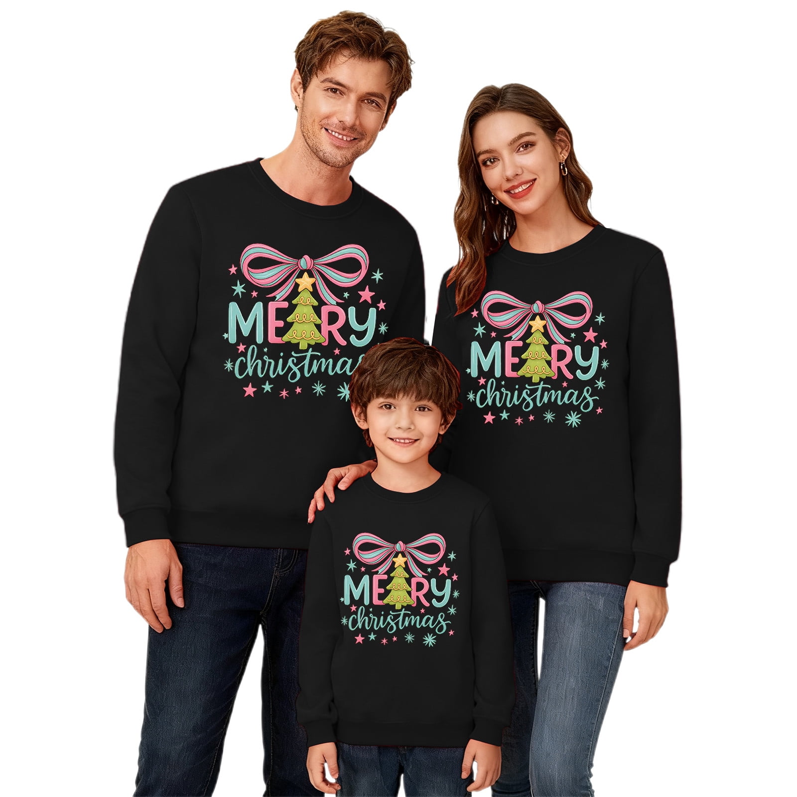 CUZIBR Matching Family Sweatshirt Long Sleeve Crewneck Cute Print Thick ...