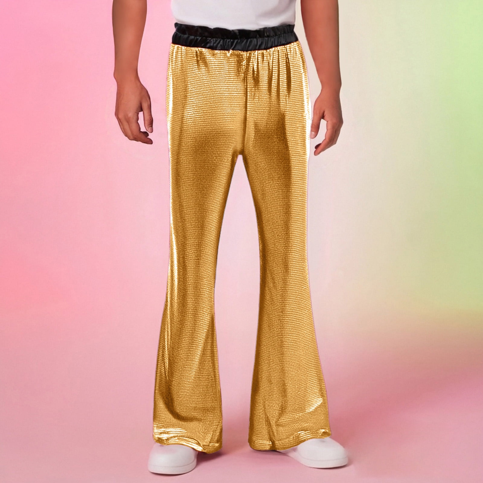 CUZIBR Men'S Carnival Sequins Shiny Pants Wide Leg Elastic Waist ...