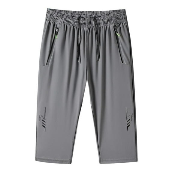 CUZIBR Mens Spring Summer Pants Breathable Wide Leg Calf Length ...