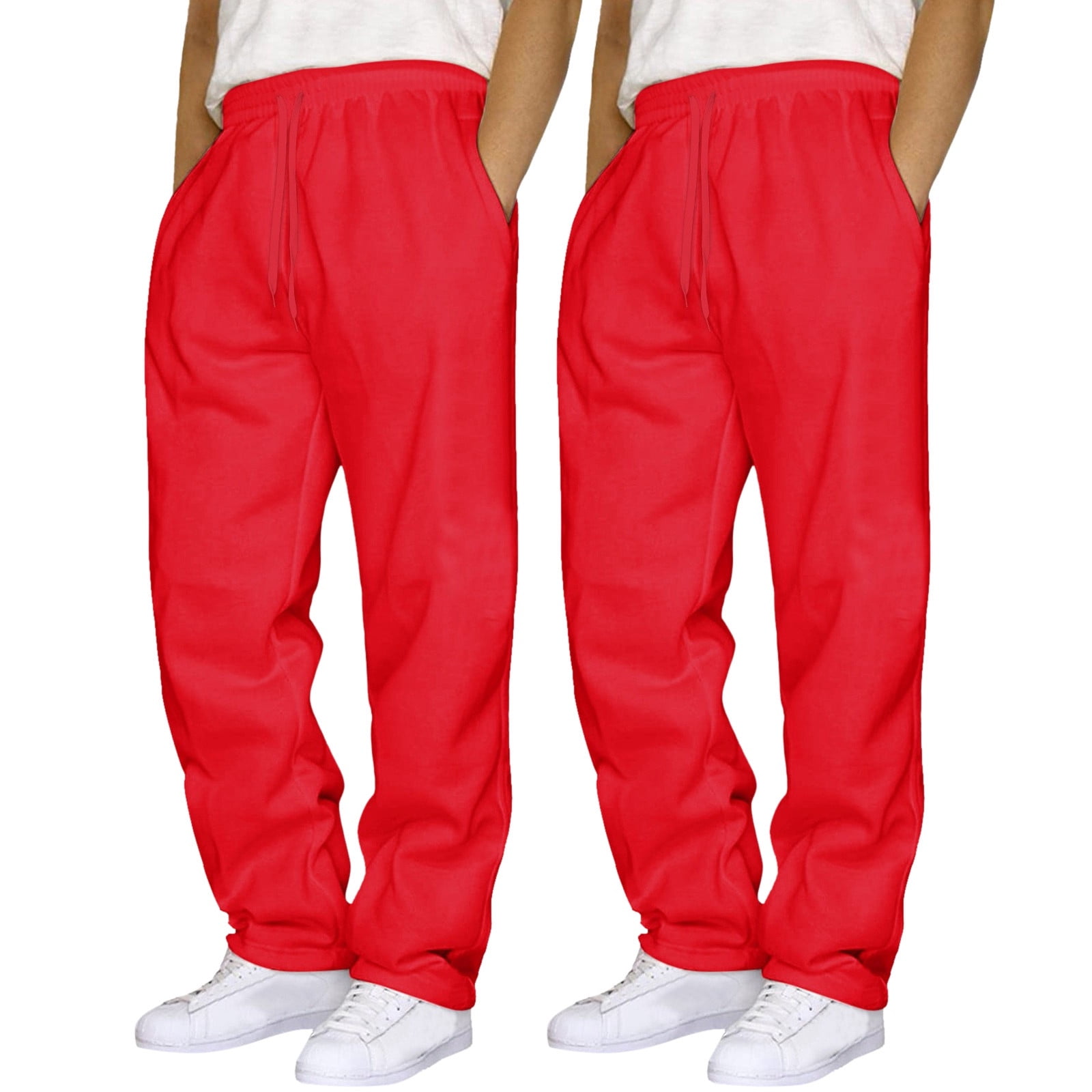 CUZIBR Mens Sweatpants 2 Pack Drawstring High Waist Casual Solid Color ...