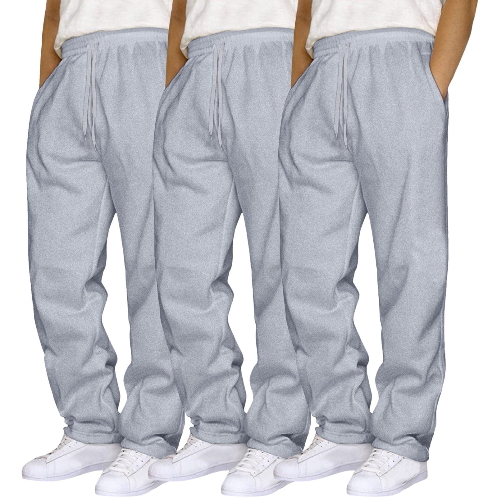 CUZIBR Mens Sweatpants 3 Pack Drawstring High Waist Casual Solid Color ...