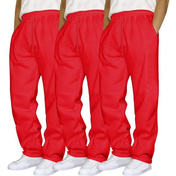 CUZIBR Mens Sweatpants 3 Pack Drawstring High Waist Casual Solid Color ...