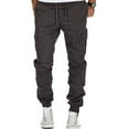 CUZIBR Mens Sweatpants Cargo Wide Leg Ankle-Tied Harem Solid Color Drawstring Elastic Waist ...