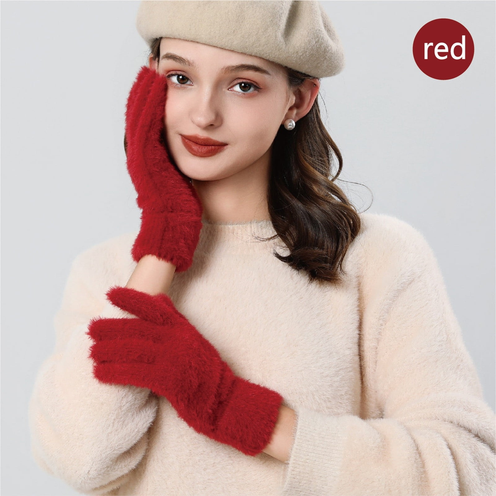 CUZIBR Mittens For Women Cute Panda Finger Cartoon Pattern Fuzzy Lined ...