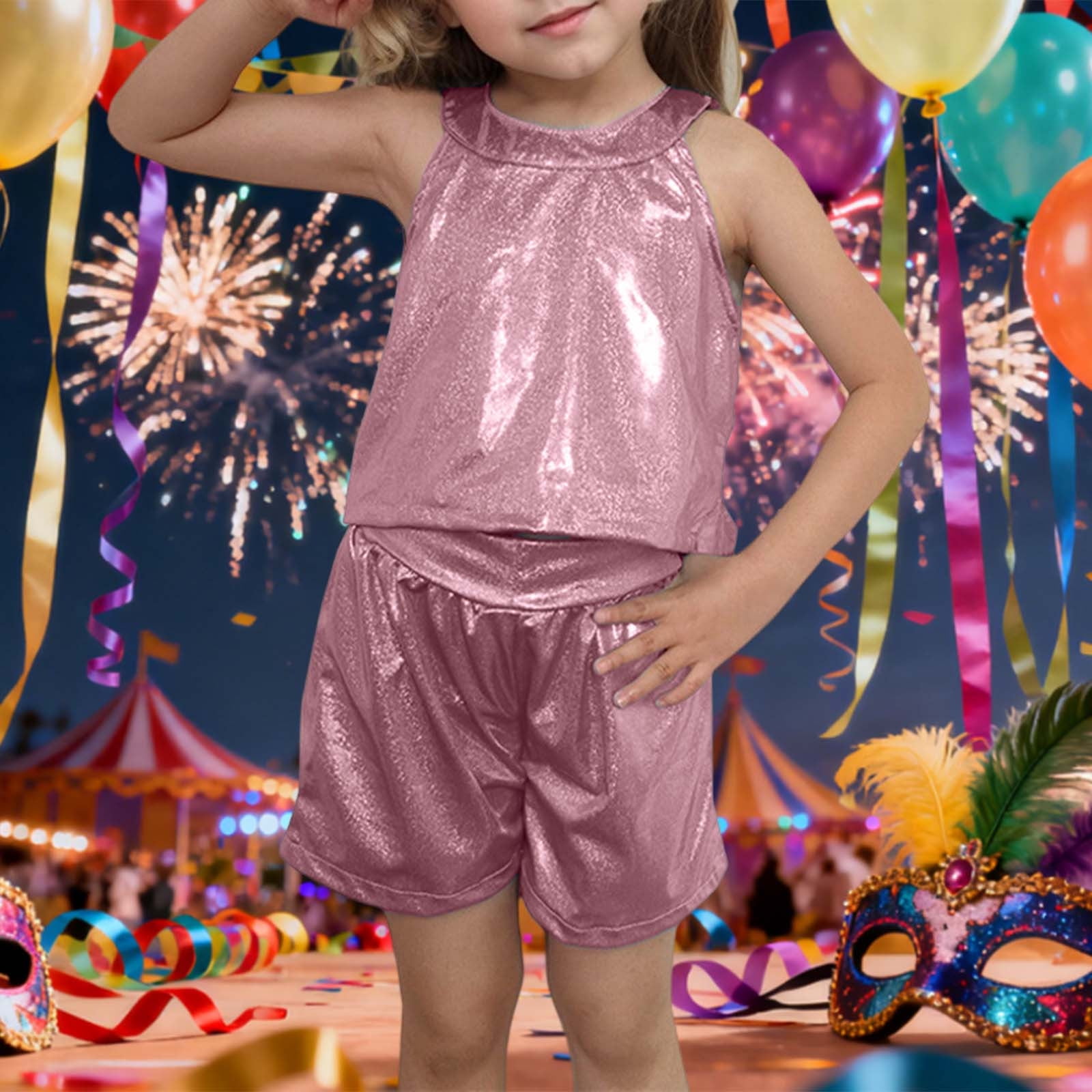 CUZIBR Shirt For Girls Shiny Sequins Shirts Sleeveless Round Neck Crop ...