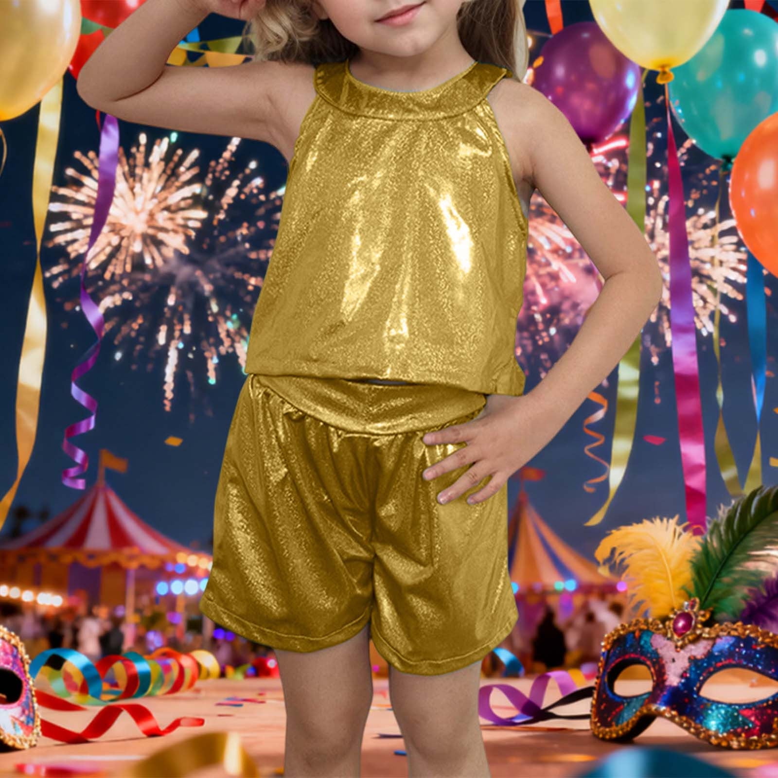 CUZIBR Shirts For Girls Shiny Sequins Shirts Sleeveless Round Neck Crop ...