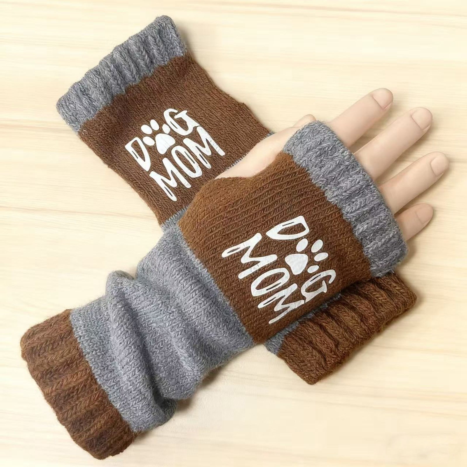 CUZIBR Snow Gloves Women'S Plush Knitted Fingerless Glove Cartton ...