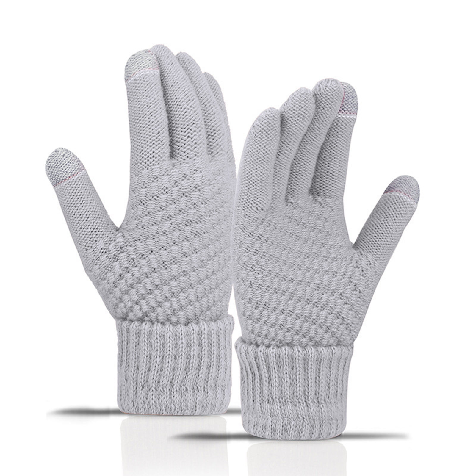 CUZIBR Snowboard Gloves Knitted Wool Warm Gloves Solid Color Fuzzy ...