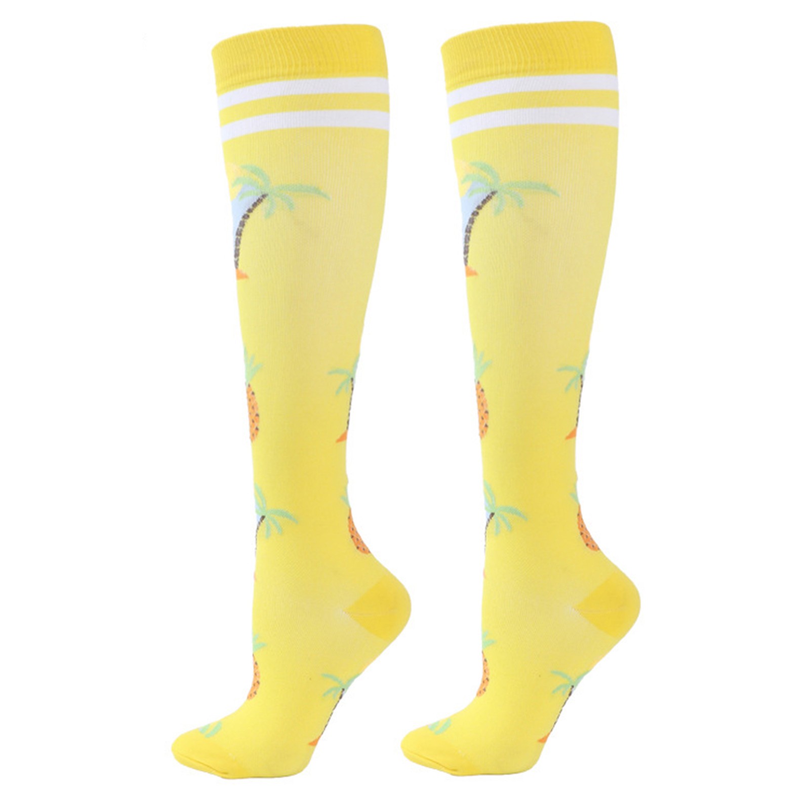 CUZIBR Socks For Women Cute Print Long Sports Socks Thin Calf Elastic ...