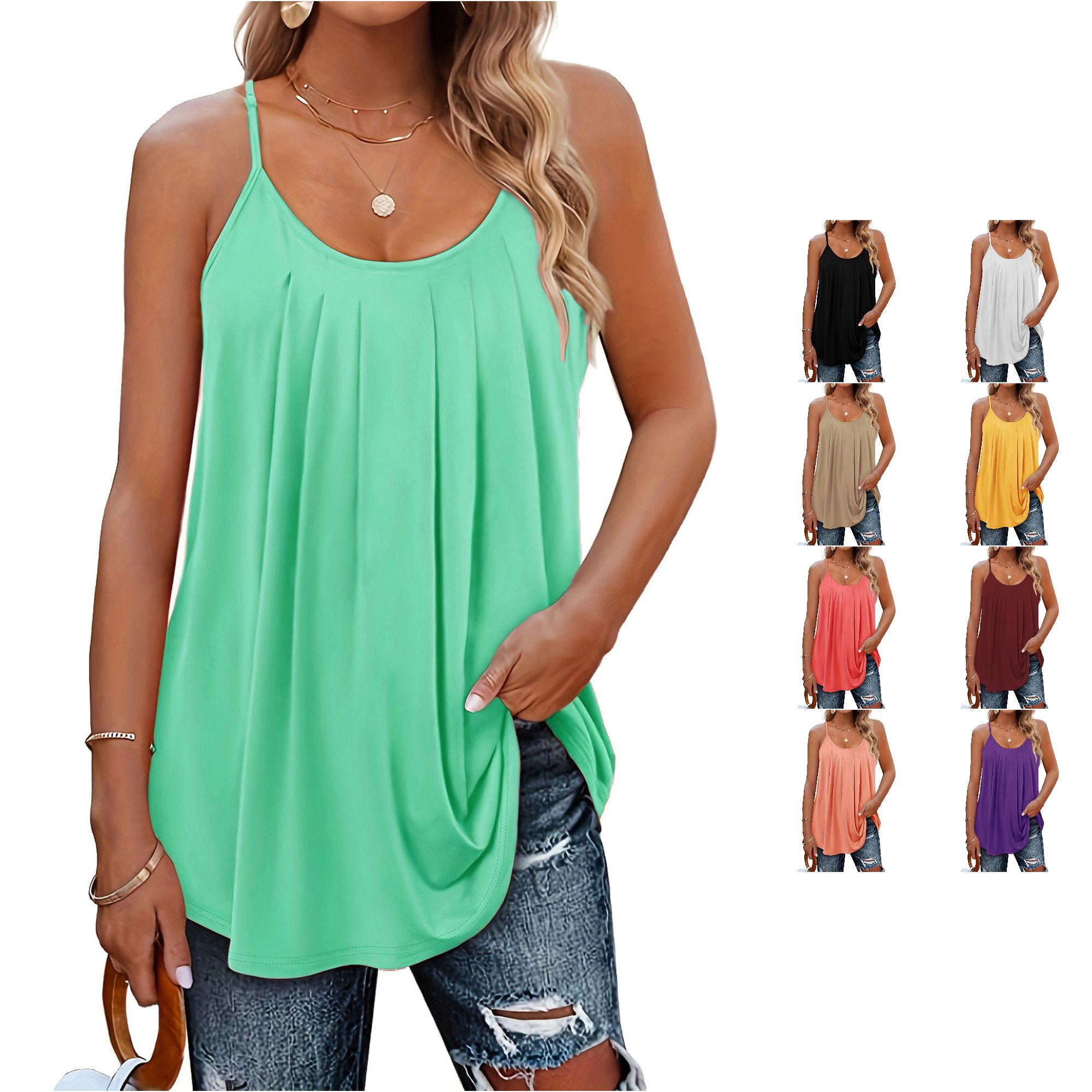 CUZIBR Summer Casual Tank Top For Women Solid Color Spaghetti Strap ...