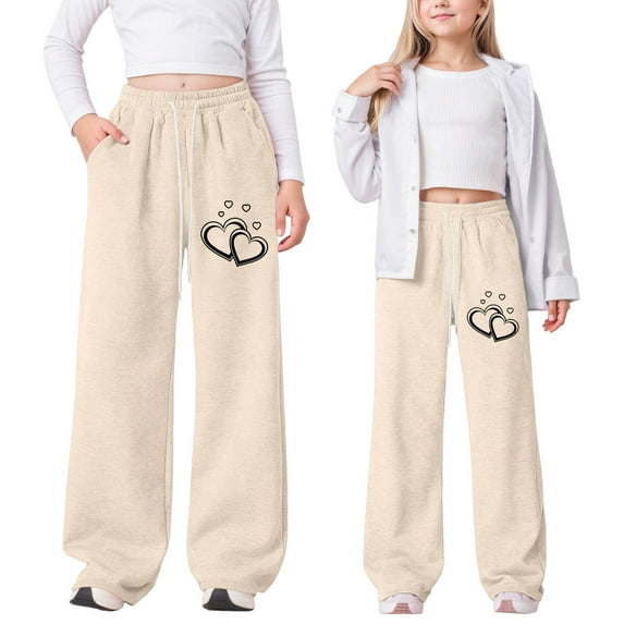 CUZIBR Sweatpants For Girls Cute Bow Heart Print Valentine'S Day ...