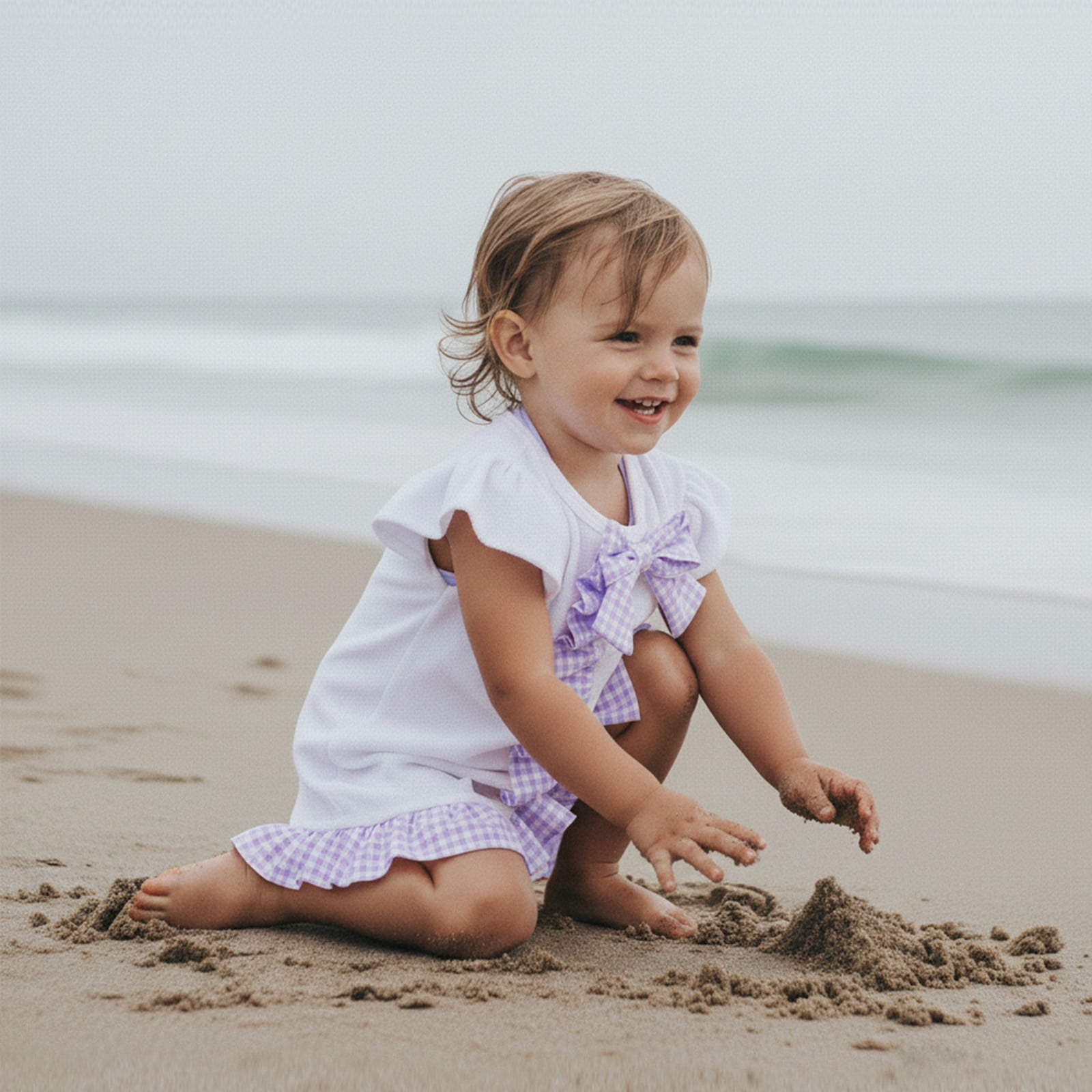 CUZIBR Swimsuit Sun Swim Dress Short Sleeve Plaid Ruffled Rash Guard ...