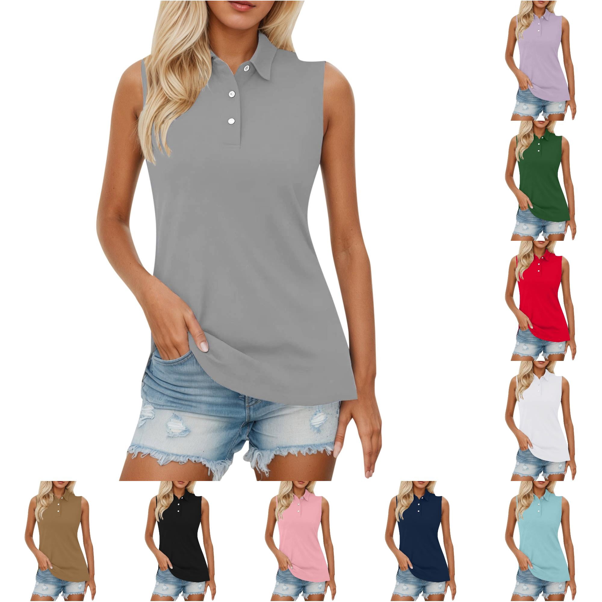 CUZIBR Tank Top For Women Sleeveless Solid Color Slim Fit T Shirt ...