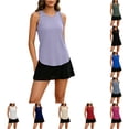 CUZIBR Tank Tops For Women Solid Colro Sleeveless Round Neck Ruffles ...