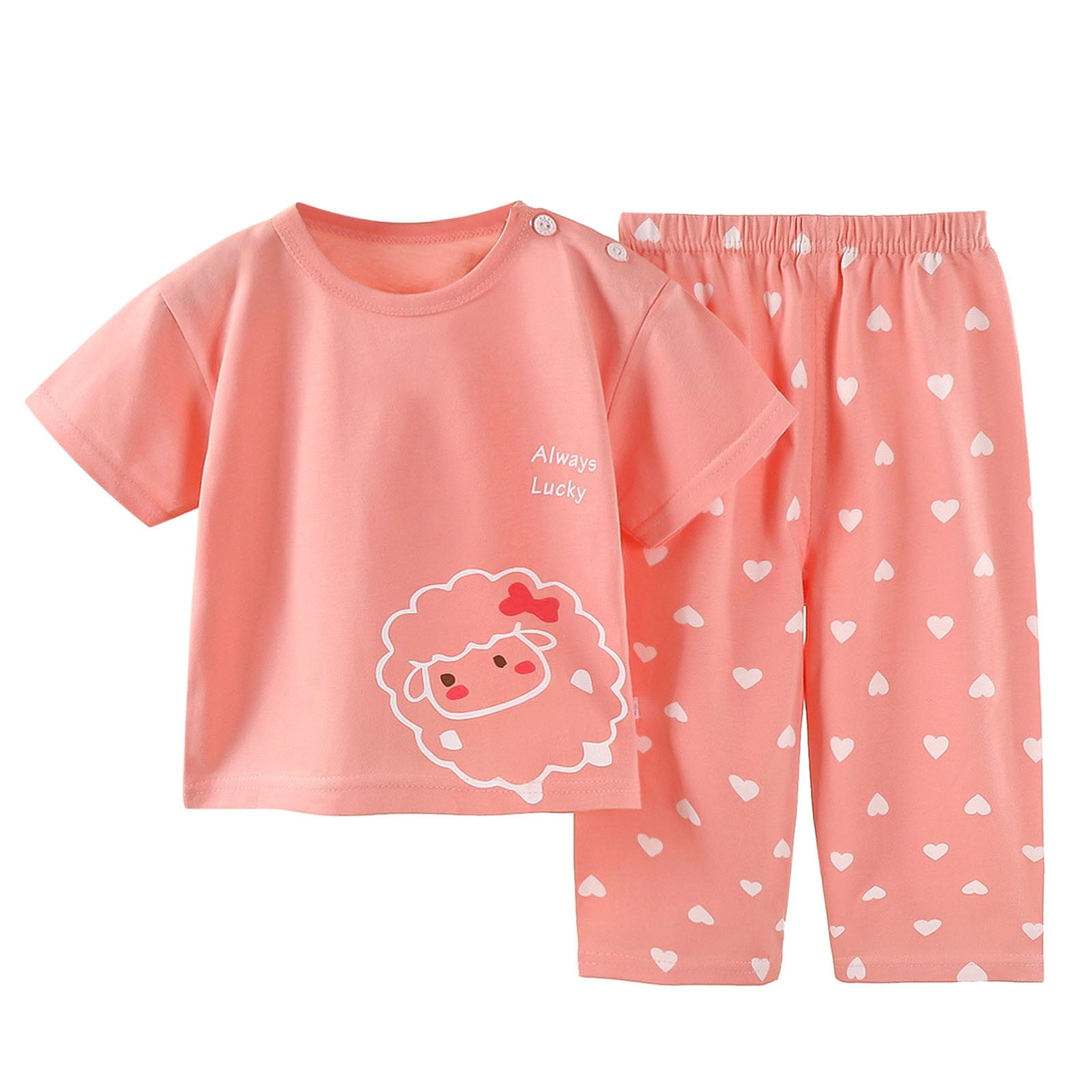 CUZIBR Toddler Boys Girls 2PCS Children Outfits Sets Summer Cartoon Printed Short Sleeve T ...