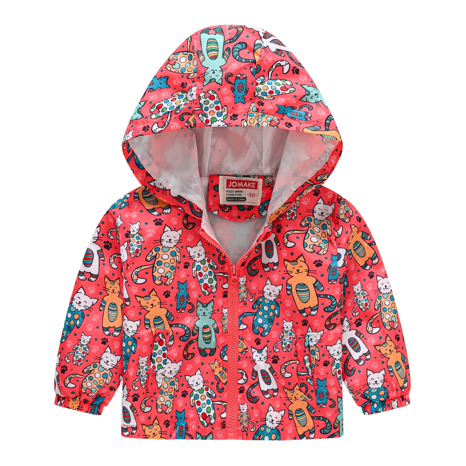 CUZIBR Toddler Boys Girls Casual Jackets Printing Cartoon Hooded Outerwear Zipper Coats Long ...
