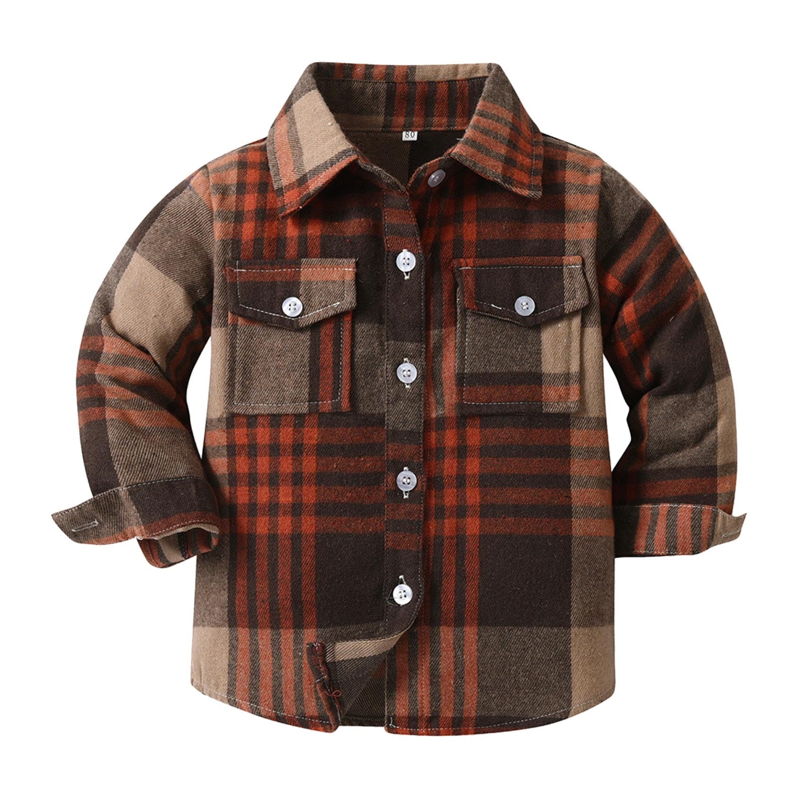 CUZIBR Toddler Boys Girls Shirt Coats Jacket Plaid Long Sleeve Kids Lapel Button Tops Outwear ...