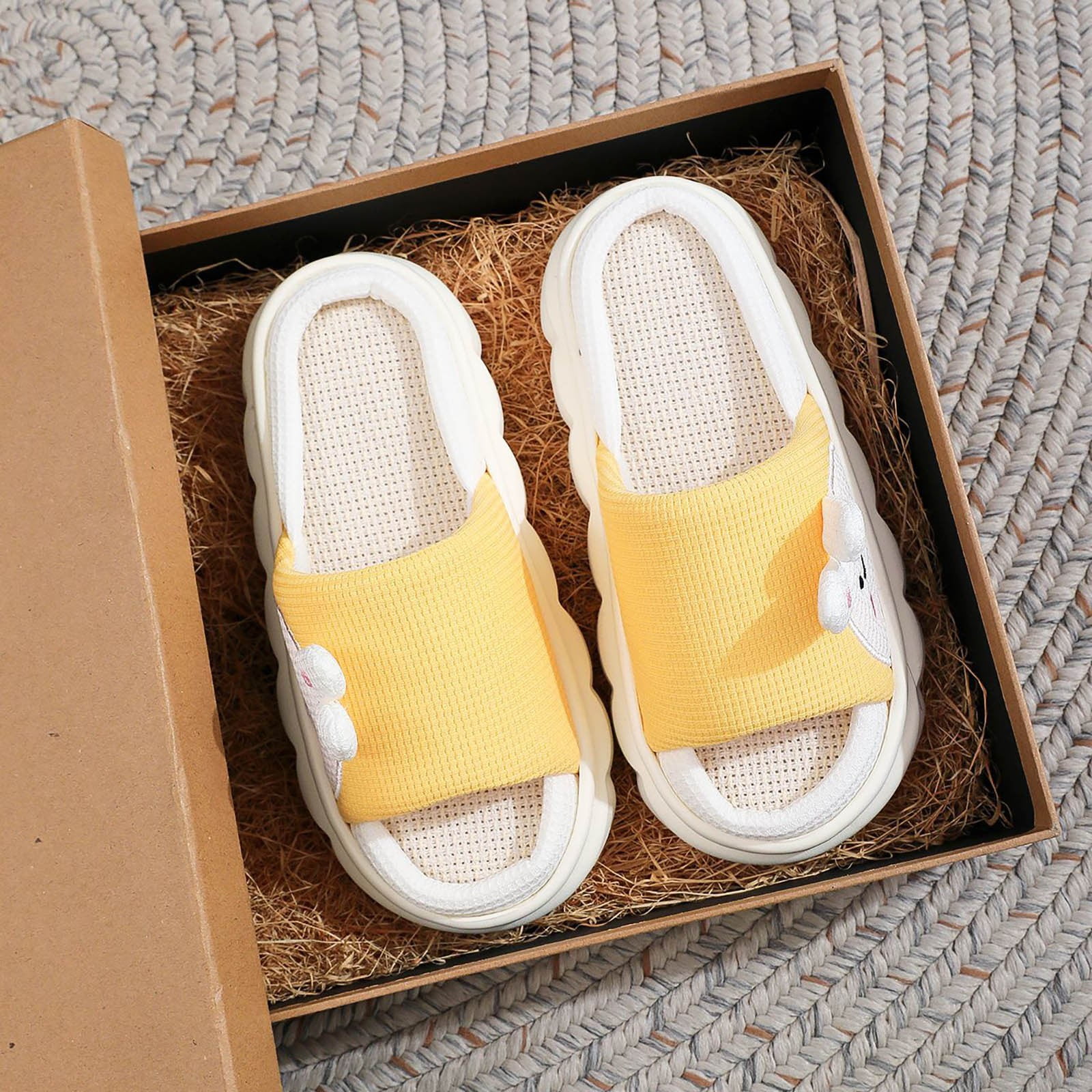 CUZIBR Toddler Boys Shoes Open Toe Plush Cute Cartoon Animal Print ...