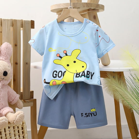 CUZIBR Toddler Boys Summer Tracksuit Outfits Cartoon Dinosaur Print ...