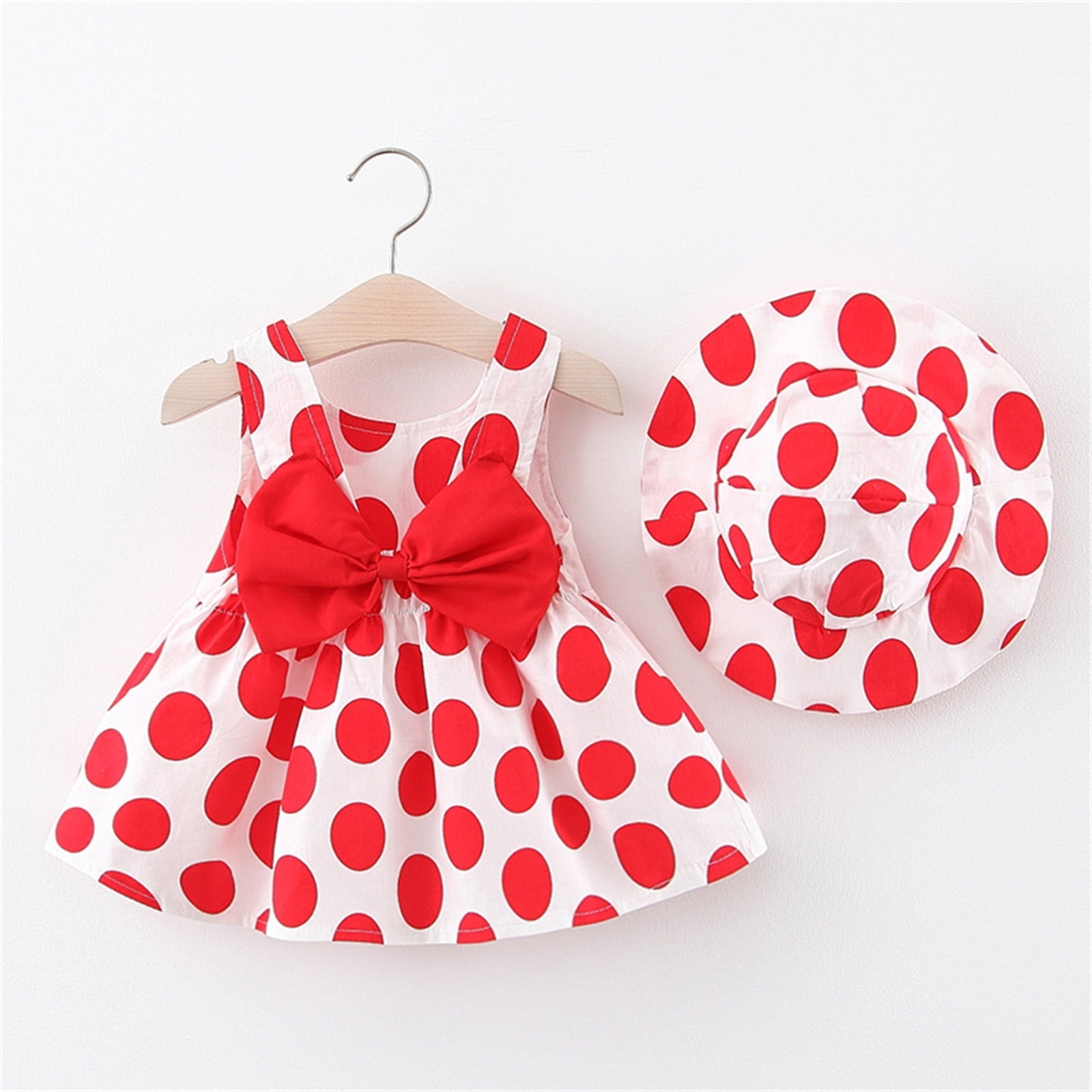 CUZIBR Toddler Girls Baby Cute Dresses Classic Polka Dot Big Bow ...