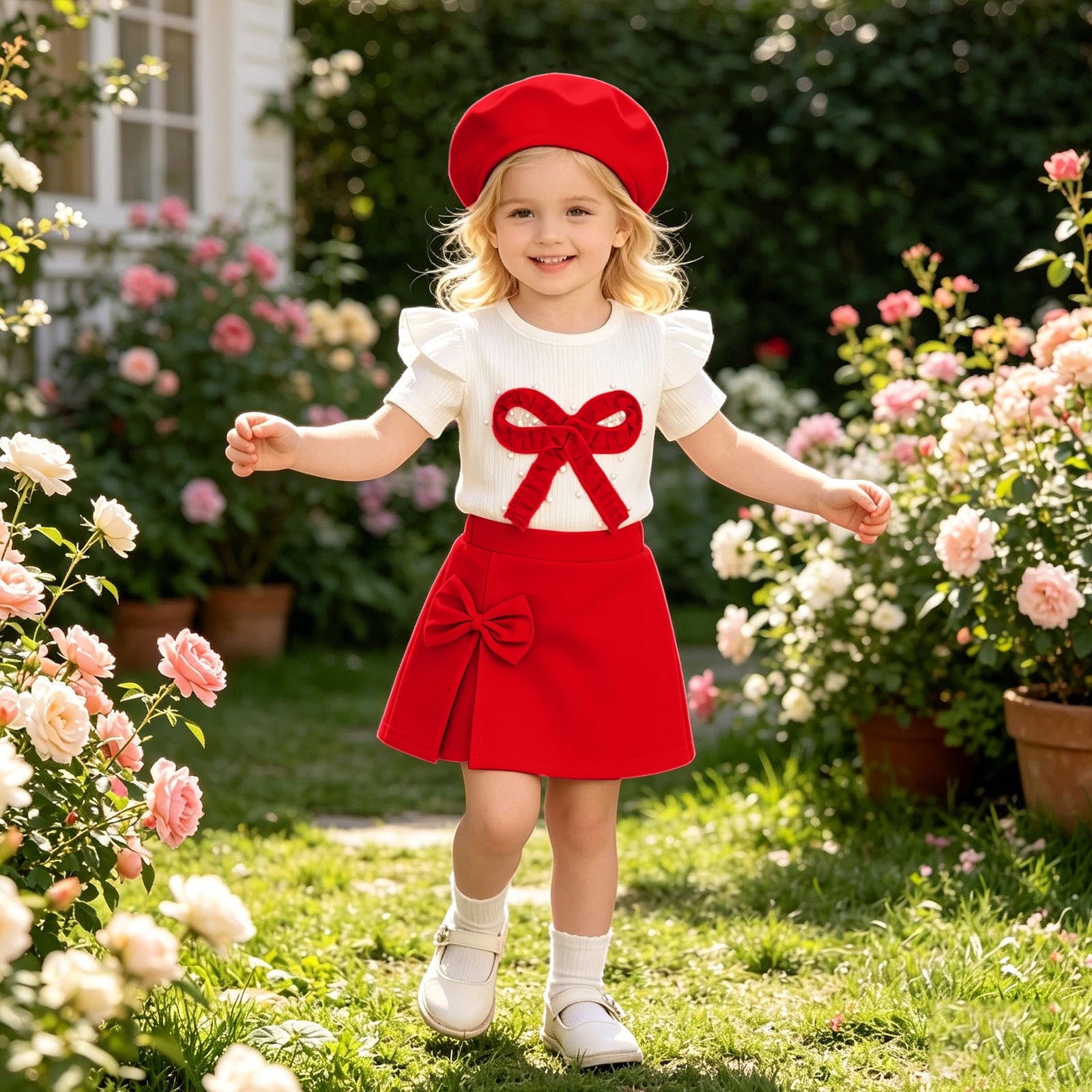 CUZIBR Toddler Girls Baby Summer 3 Piece Clothes Sets Ruffles Short ...