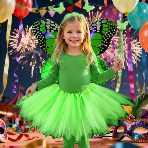 CUZIBR Toddler Girls Carnival Fairy Tutu Skirt Sets Light Up Elastic ...
