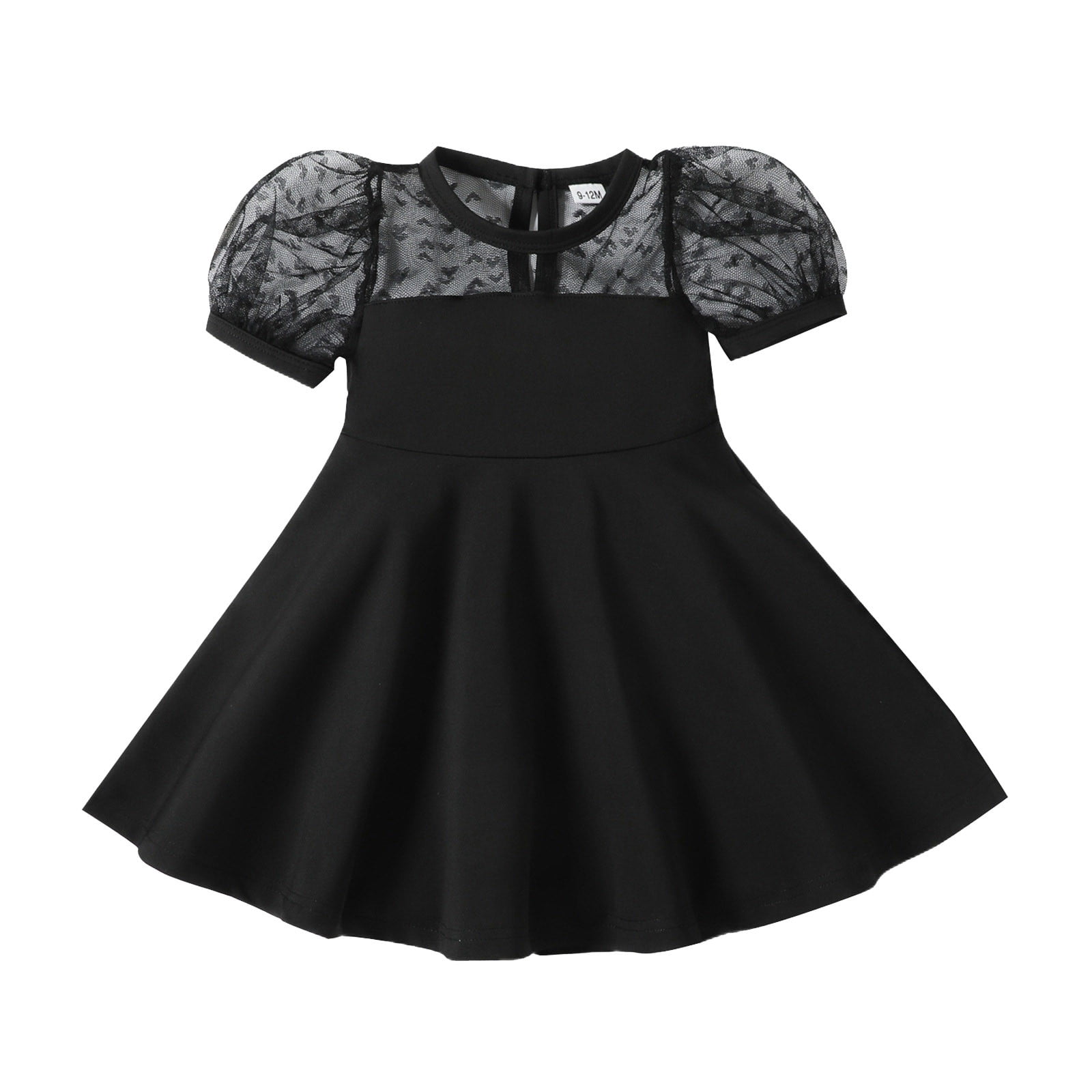 CUZIBR Toddler Girls Summer Dresses Short Puff Sleeve Classic Solid ...