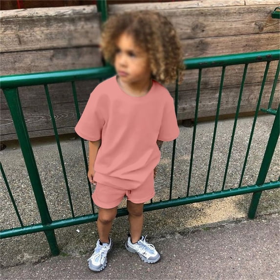 CUZIBR Toddler Kids Baby Boys 2 Piece Tracksuit Solid Color Short ...