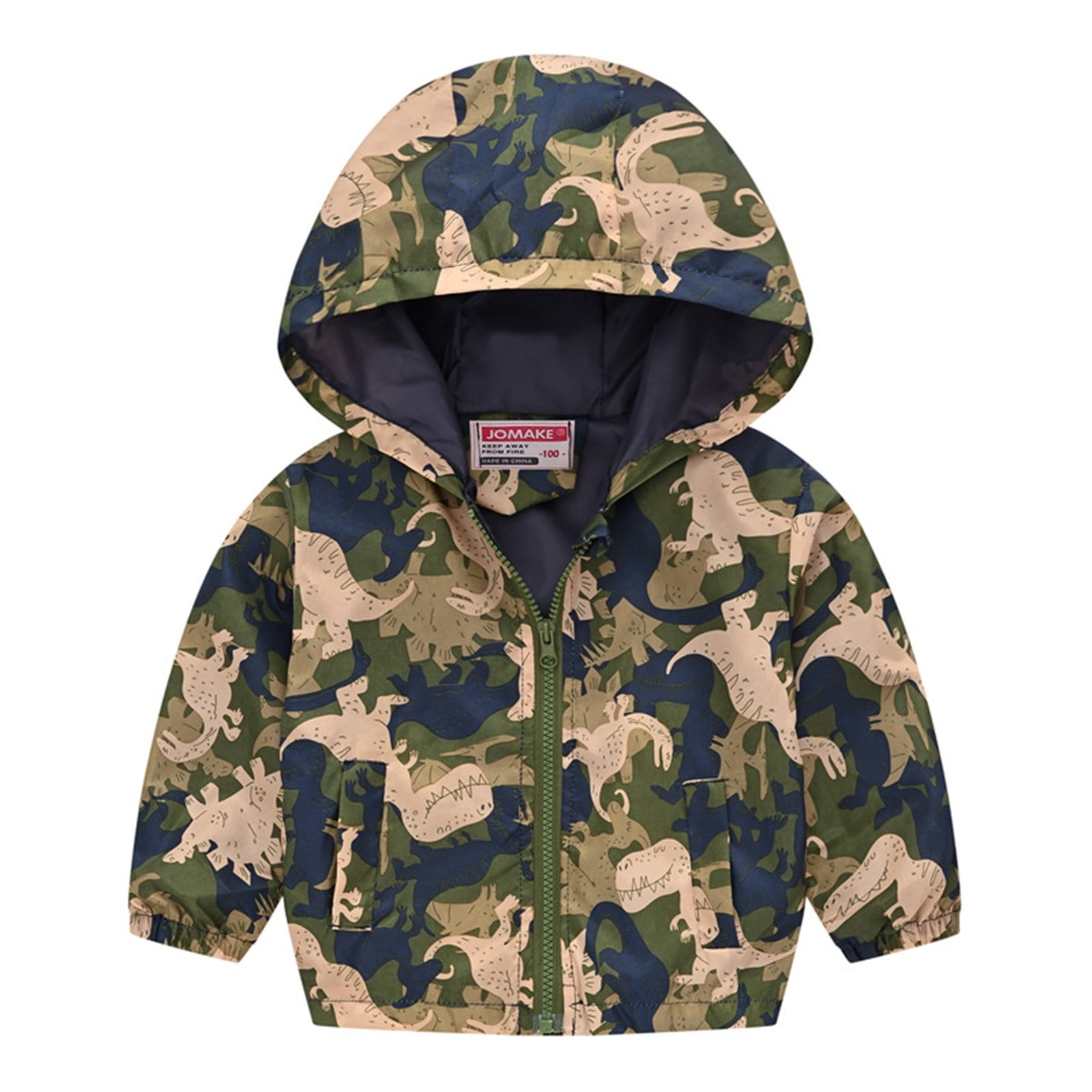 CUZIBR Toddler Kids Baby Boys Girls Cartoon Dinosaur Rainbow Camouflage Zip Windproof Jacket ...