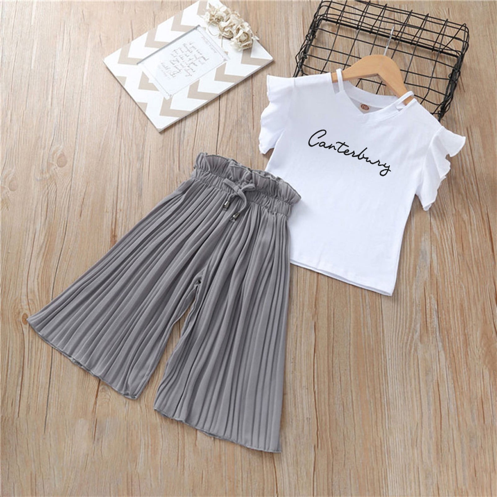 CUZIBR Toddler Kids Girls Clothing Sets Summer Sunflower T Shirt Tops ...