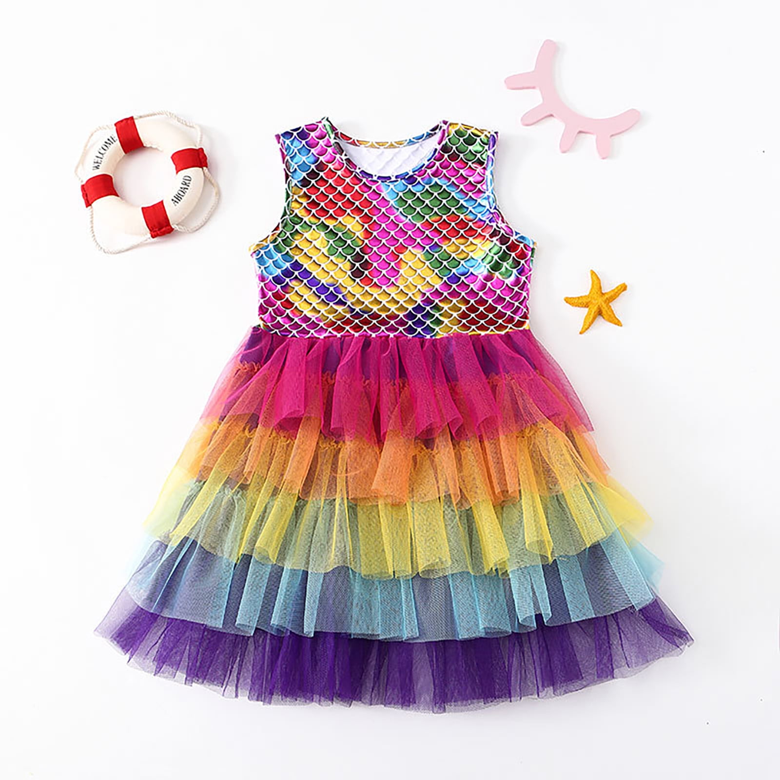 CUZIBR Toddler Kids girl Summer Tutu Dresses Sleeveless Round Neck ...